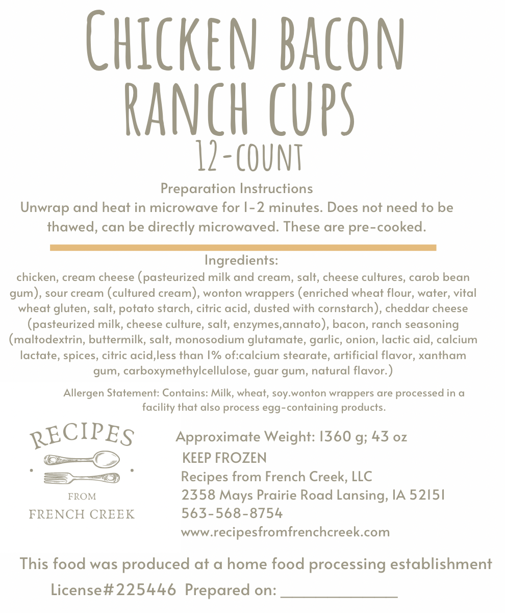Chicken Bacon Ranch Cups – Recipes from French Creek